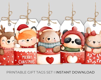 Printable Christmas Gift Tags Animals - Etsy
