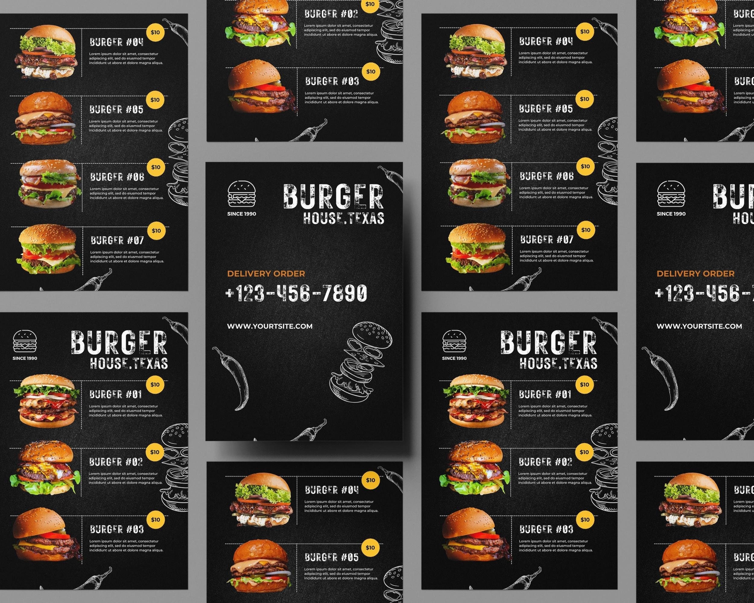 Burger Menu Template, Editable Fast Food Menu Template, Food Menu ...