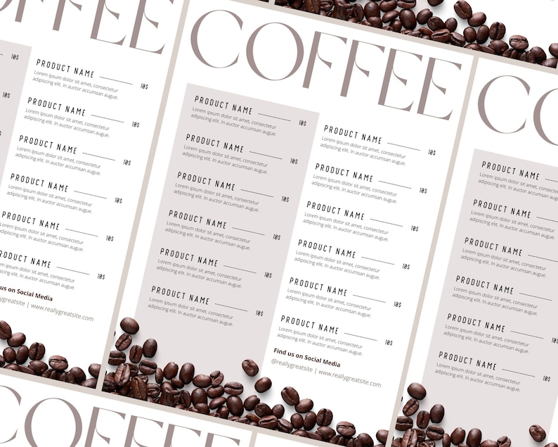 Coffee Shop Pricelist Menu Template, Editable Menu Template, Coffee Bar ...