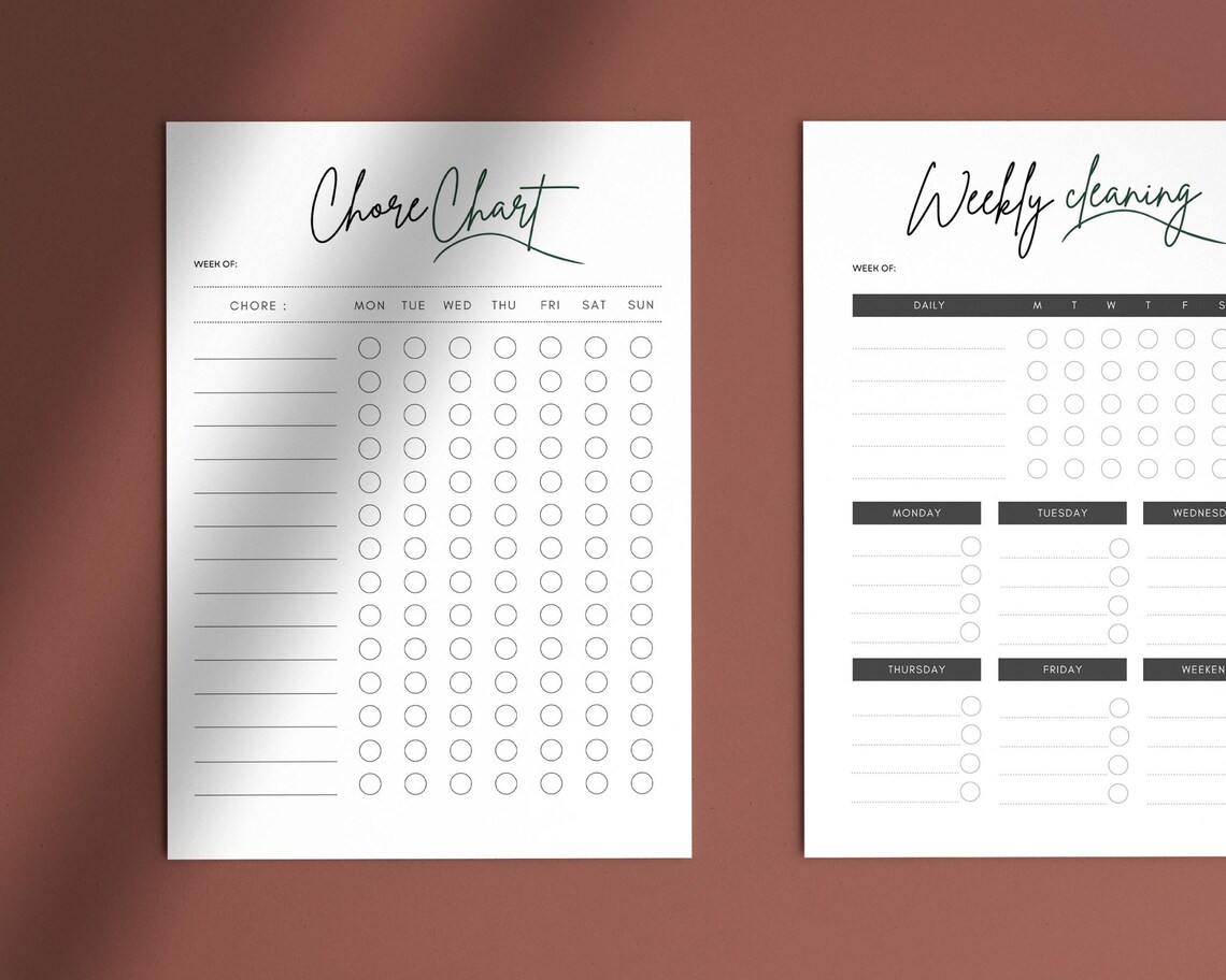 Chore Chart Printable for Adult Template Fillable Chore - Etsy