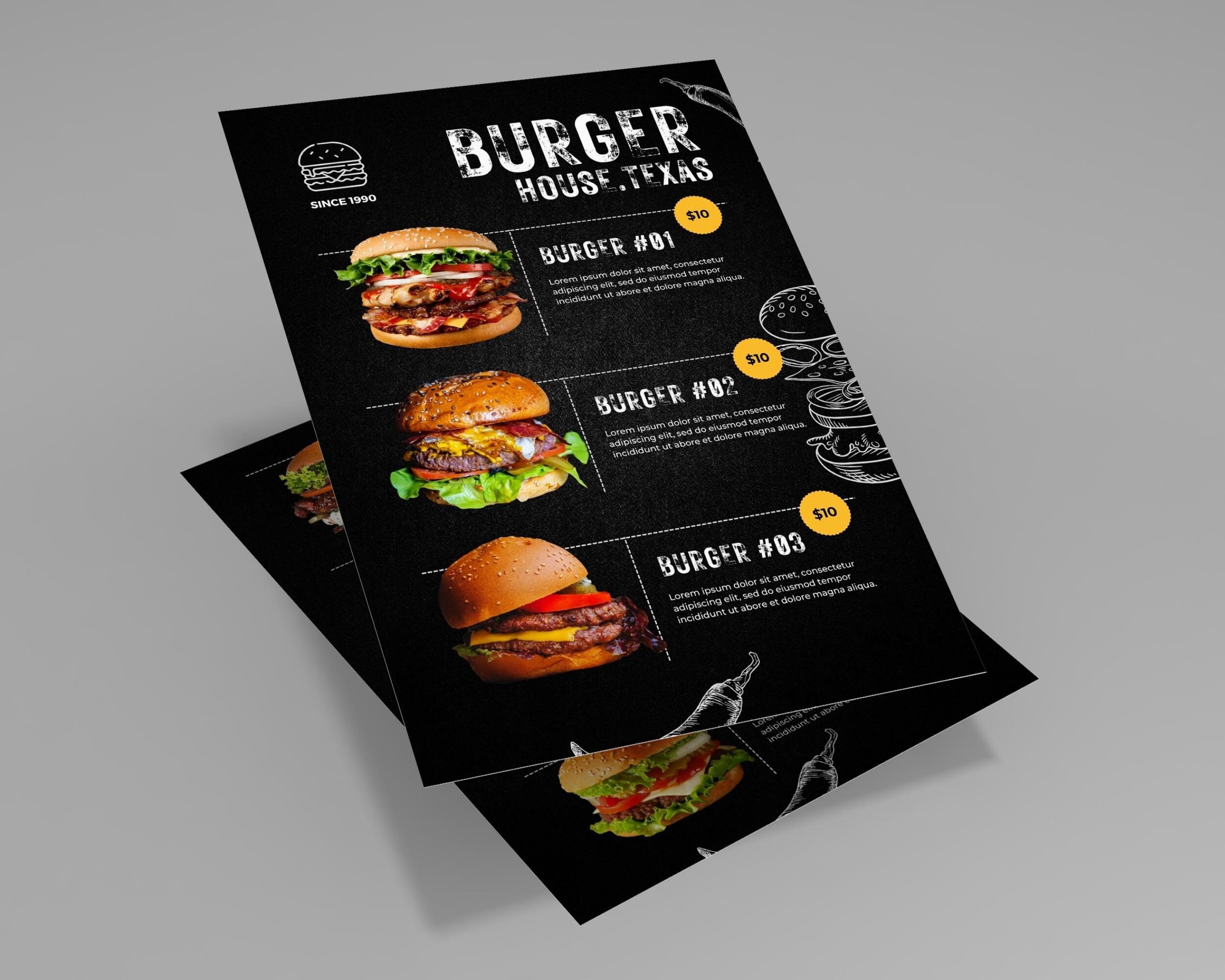 Burger Menu Template, Editable Fast Food Menu Template, Food Menu ...