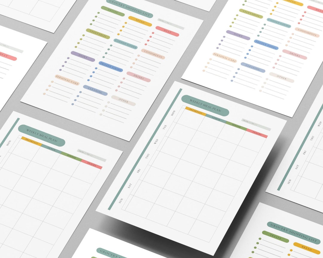 Printable Grocery Menu Planner and Grocery List, Simply Weekly Meal ...