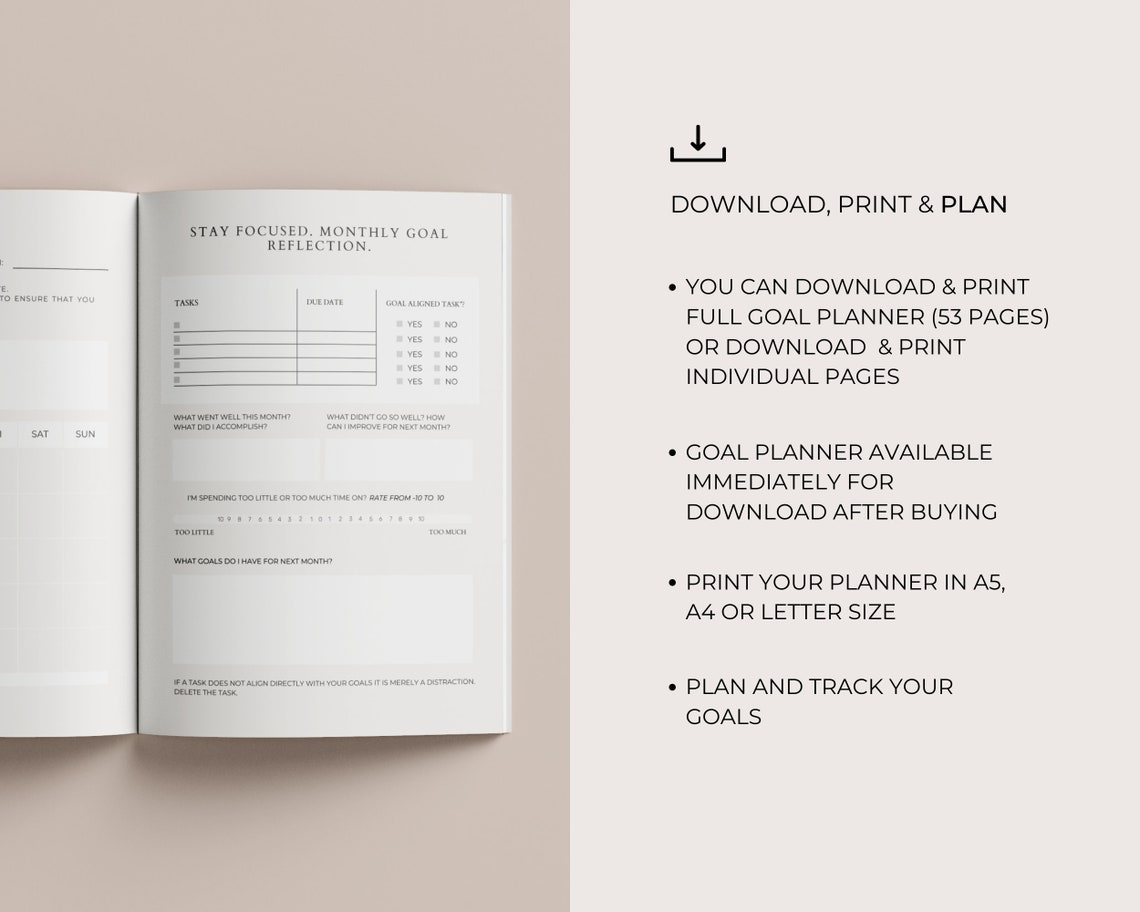 Goal Planner Printable Goals Journal SMART Goal Setting New - Etsy