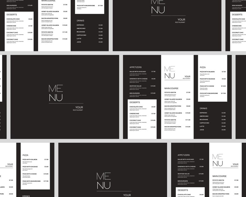 Restaurant Menu Template, Editable Food Menu Template, Restaurant Menu ...