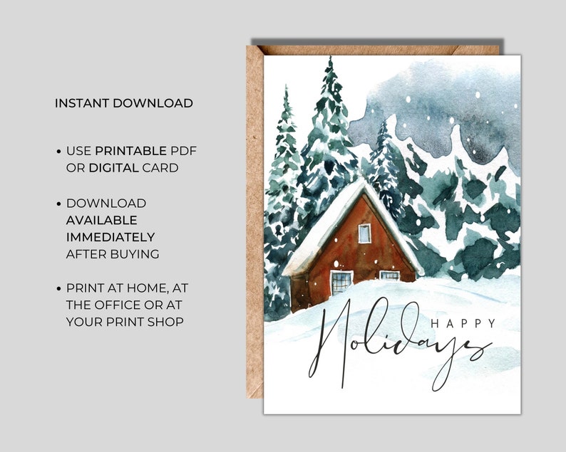 Printable Christmas Card Xmas Card Printable Merry Christmas - Etsy