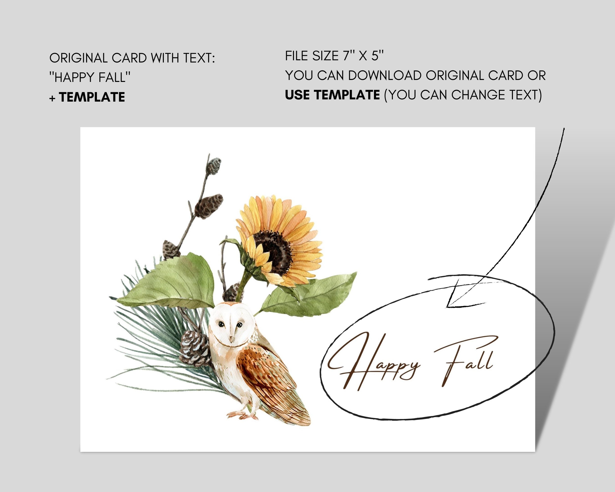 Printable Fall Card and Template, Happy Fall Card, Fall Greeting Card ...