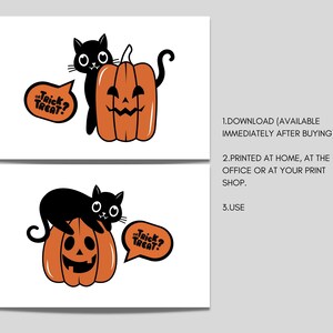 Printable Halloween Cards, Halloween Card Set (4 Cards), Happy ...