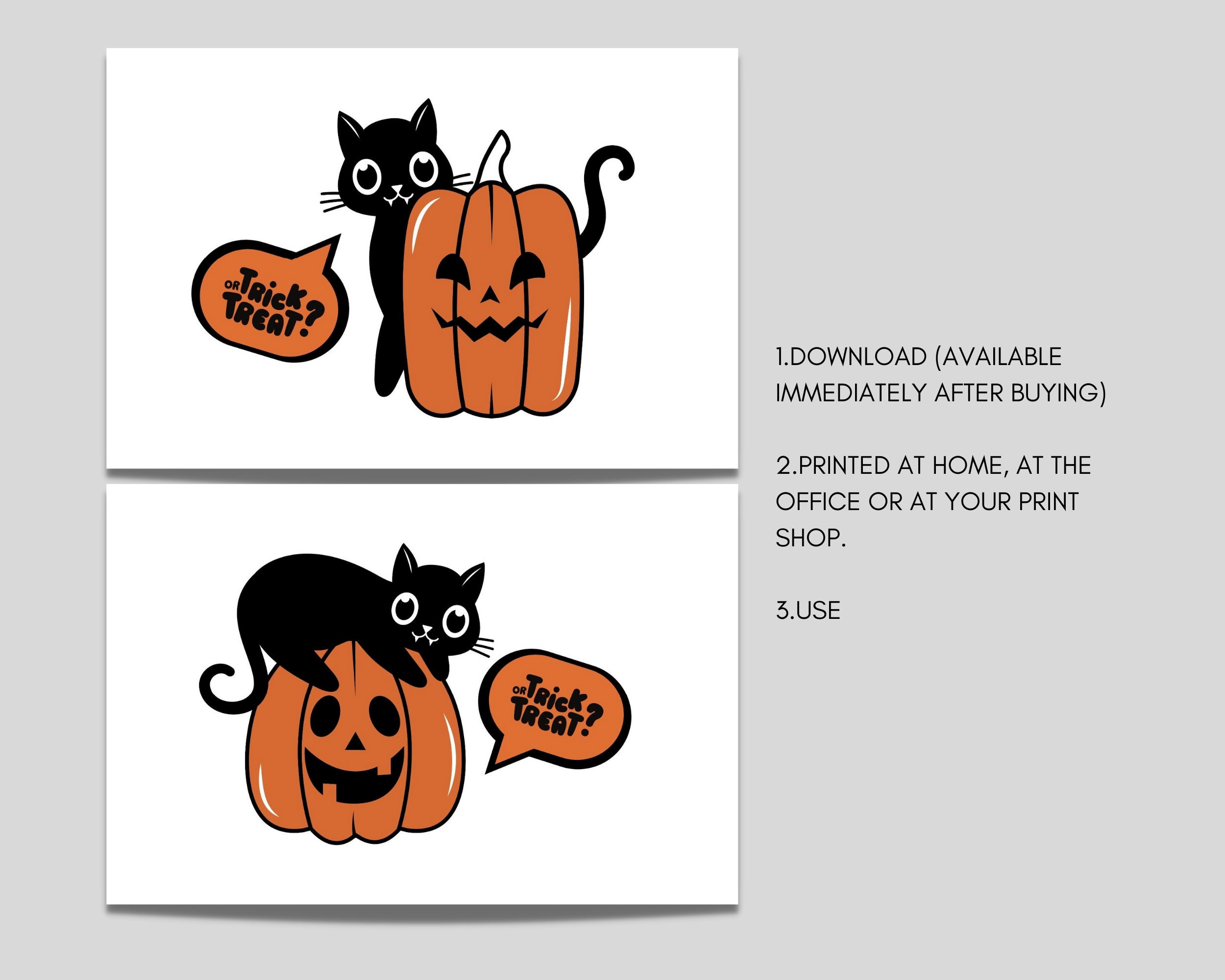 Printable Halloween Cards, Halloween Card Set (4 Cards), Happy ...