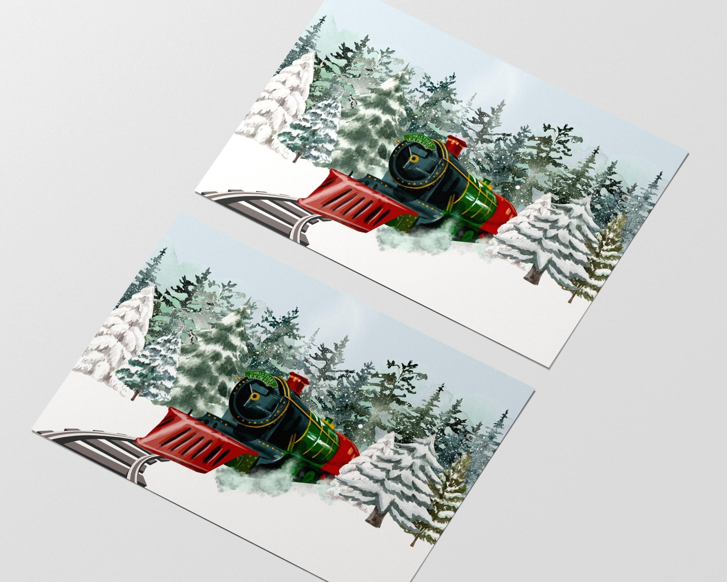 Printable Christmas Card, Vintage Christmas Train, Vintage Christmas ...