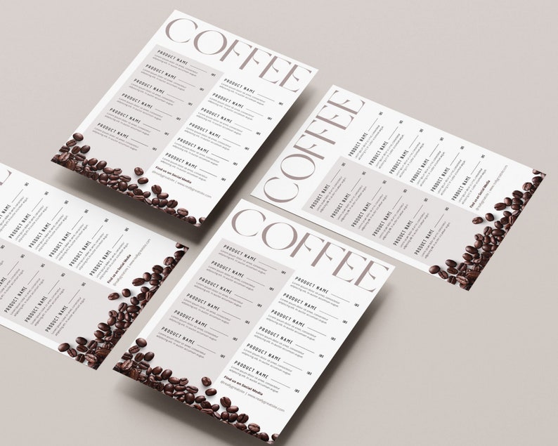 Coffee Shop Pricelist Menu Template, Editable Menu Template, Coffee Bar ...