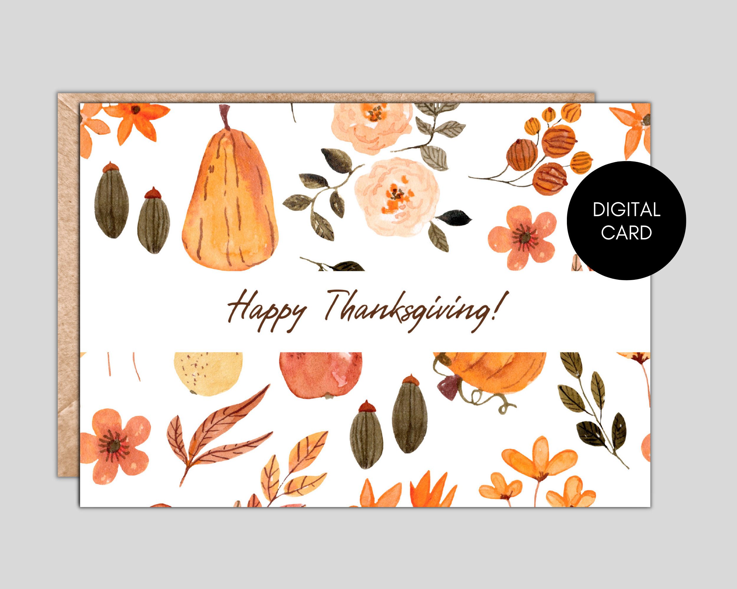 Printable Thanksgiving Card, Happy Thanksgiving Card, Fall Greeting ...