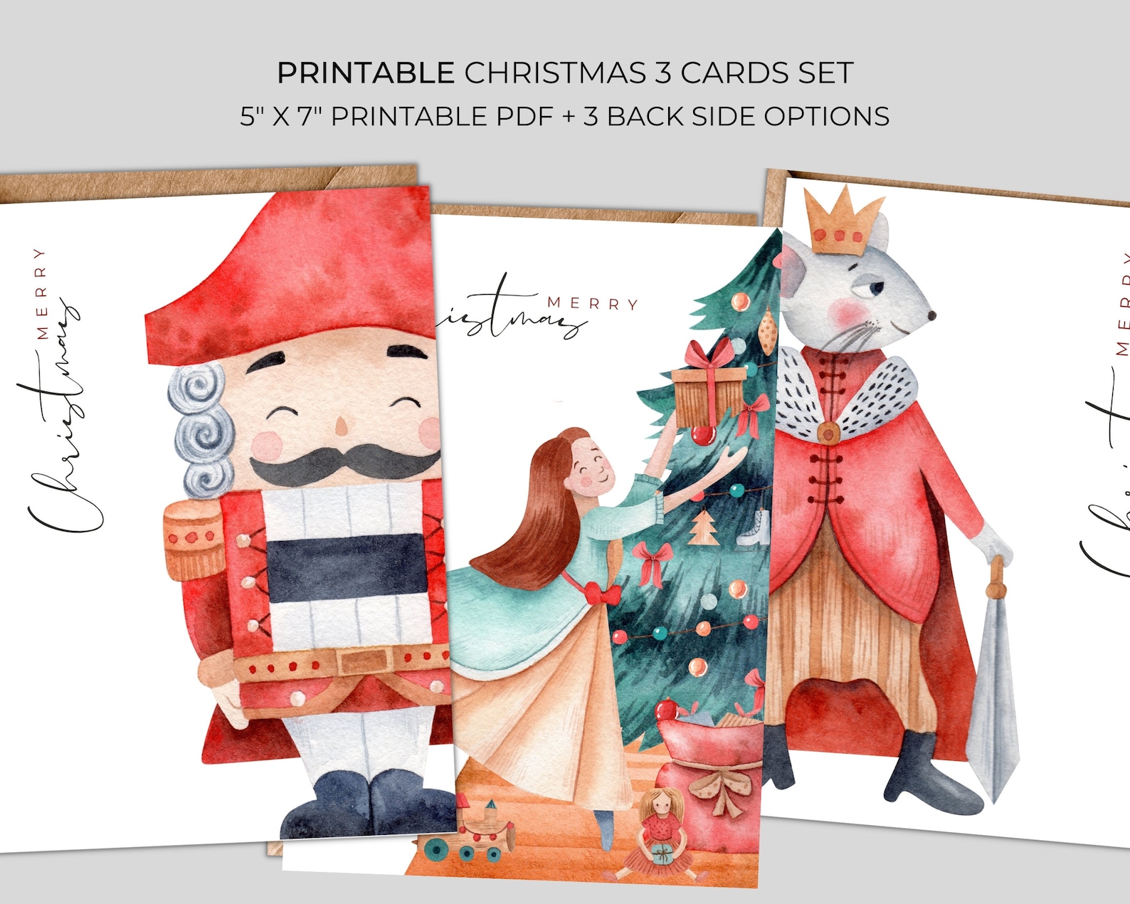 Printable Christmas Cards Nutcracker Set, Nutcracker Printable ...