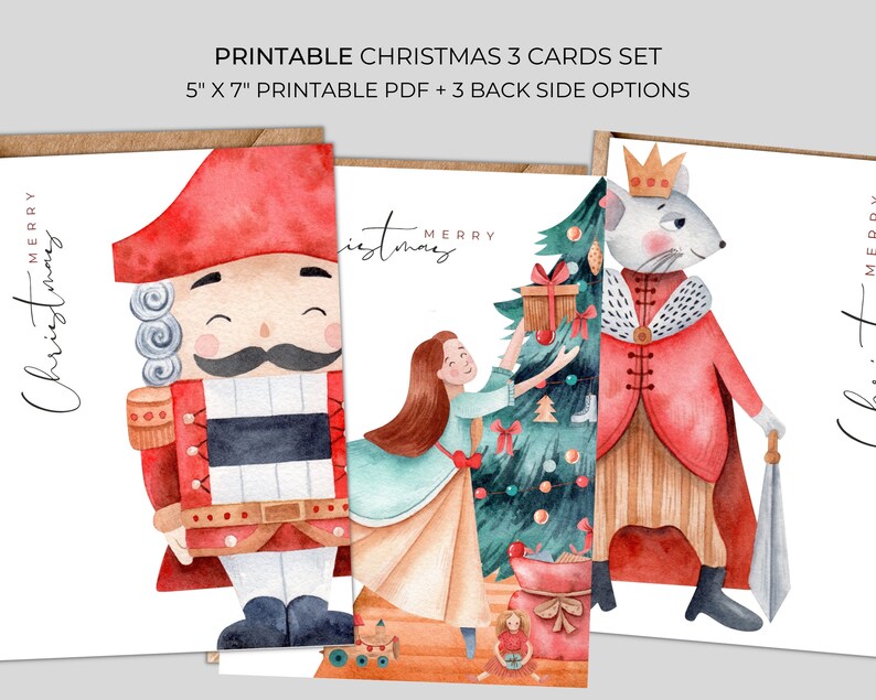 Printable Christmas Cards Nutcracker Set, Nutcracker Printable ...