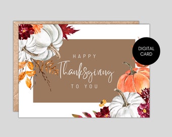 Printable Thanksgiving Card, Happy Thanksgiving Card, Fall Greeting ...