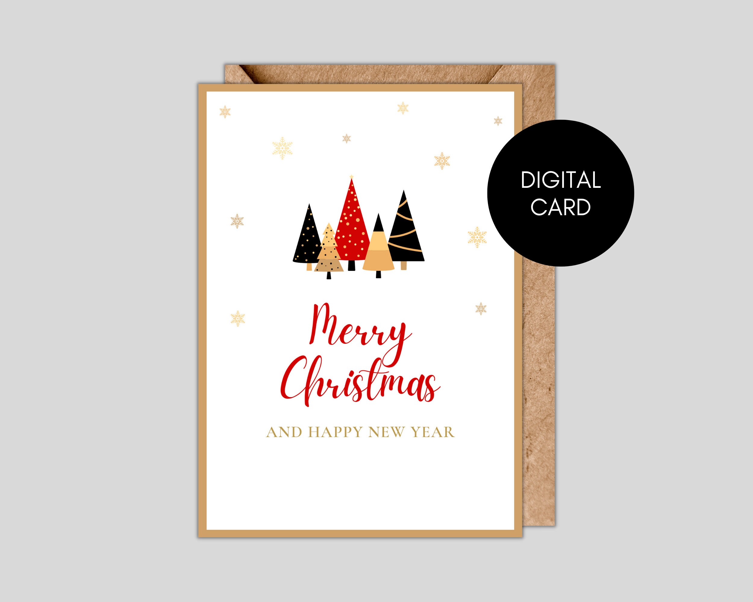 INSTANT DOWNLOAD Printable Merry Christmas Card With Trees, Printable ...