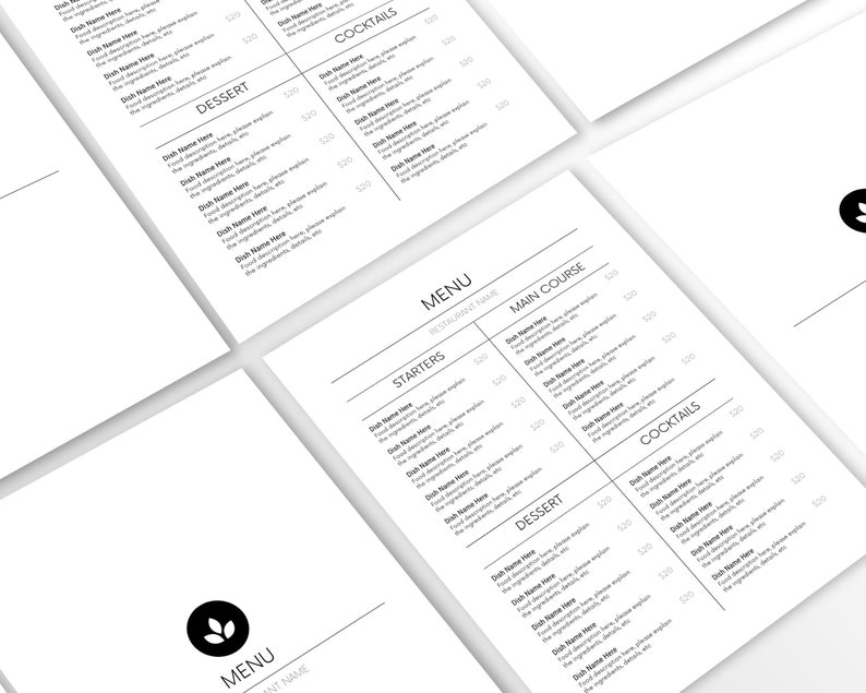 bar-menu-template-menu-card-printable-restaurant-menu-etsy