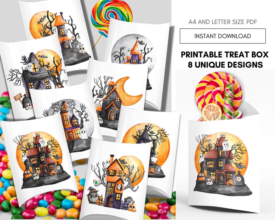 Halloween Treat Box Printable, Printable Halloween Candy Box, Halloween ...