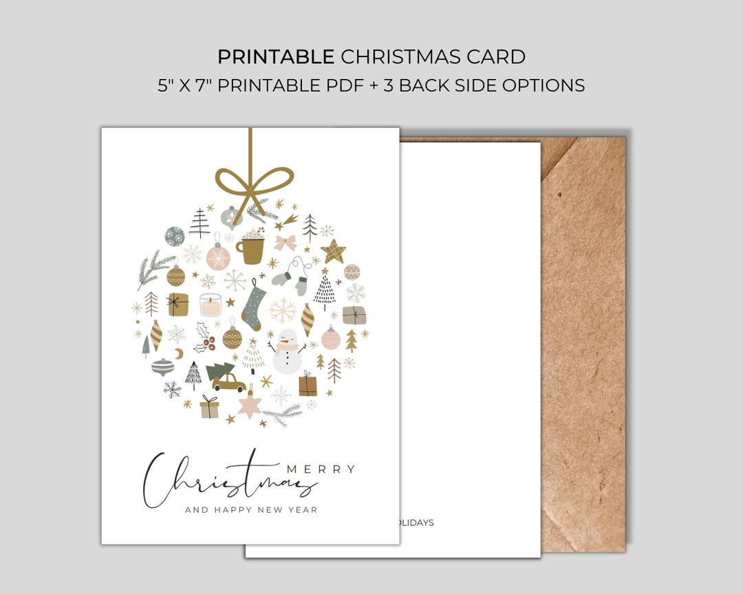 Printable Christmas Card, Xmas Card Printable, Merry Christmas ...