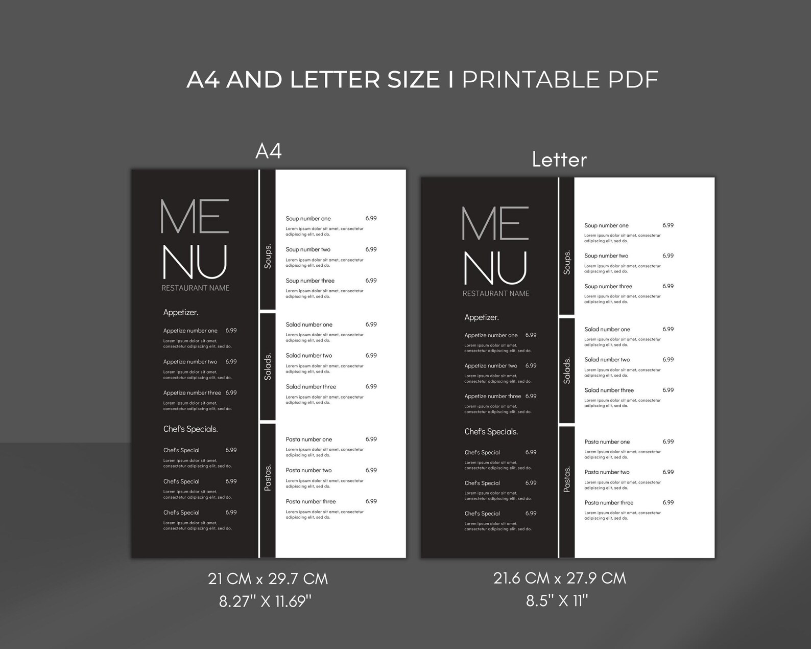 Restaurant Menu Template, Editable Food Menu Template, Restaurant Food ...