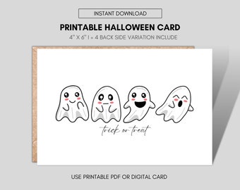 Printable Halloween Cards, Halloween Card Set 4 Cards, Happy Halloween ...
