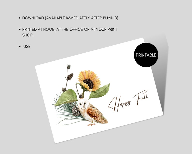 Printable Fall Card and Template, Happy Fall Card, Fall Greeting Card ...