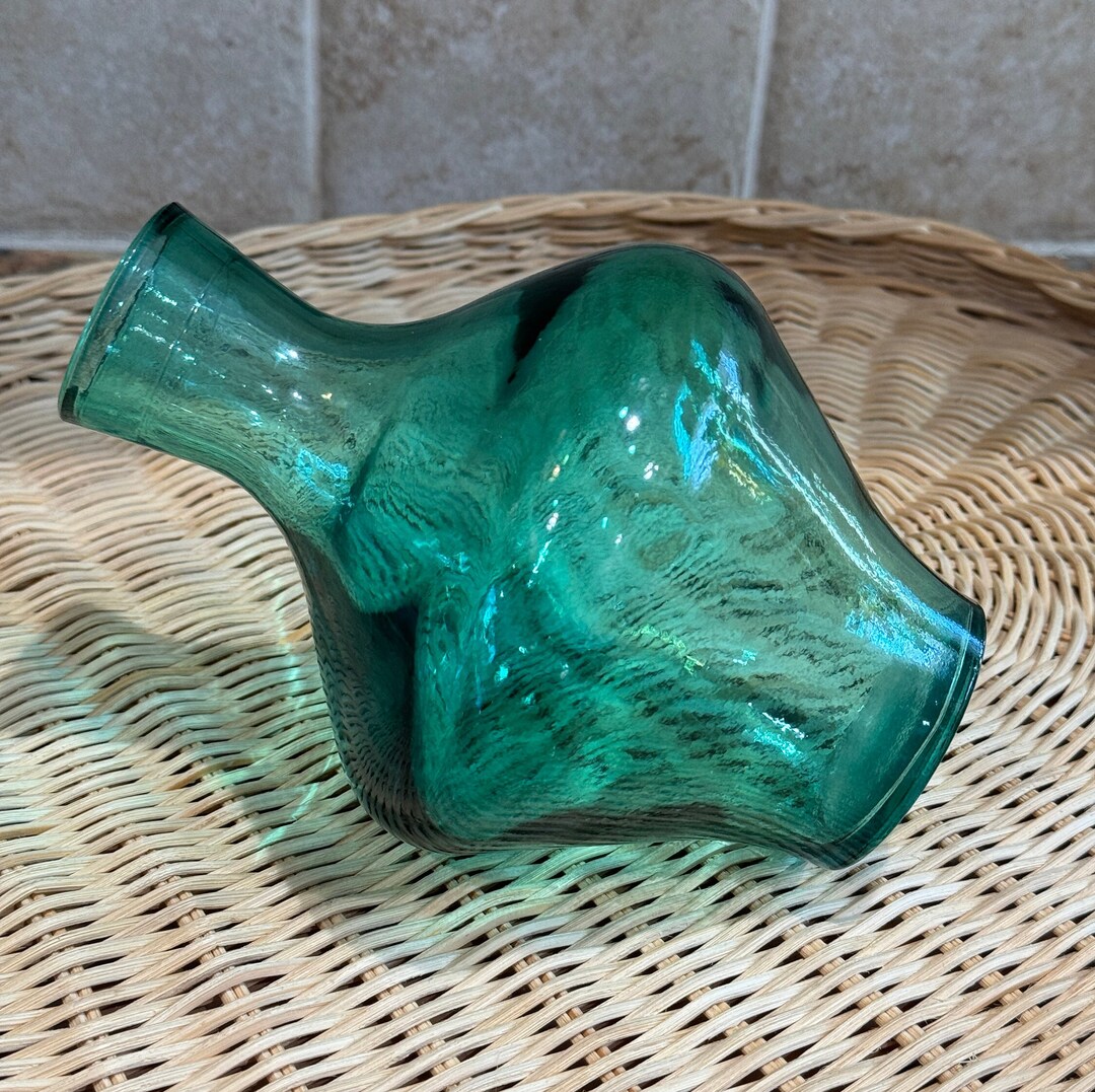 Vintage Blue Green Glass Jug Vase/ Mid Century Green Glass Bottle - Etsy