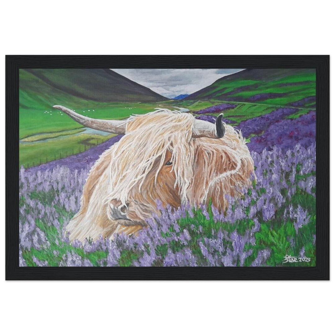Highland Cow in the Heather Fine Art Wooden Framed Poster - Etsy