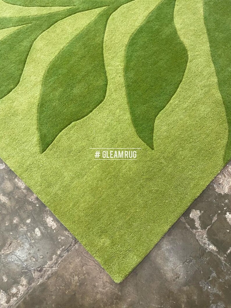 Hand-tufted Nature Rug: Forest Stream Design, Green & Blue 10x14 Area ...