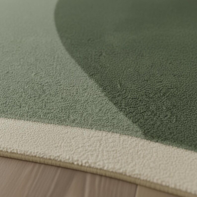 Handmade Wavy Edge Rug | Sage Green & Forest Green | 5x7, 5x8, 6x9 ...