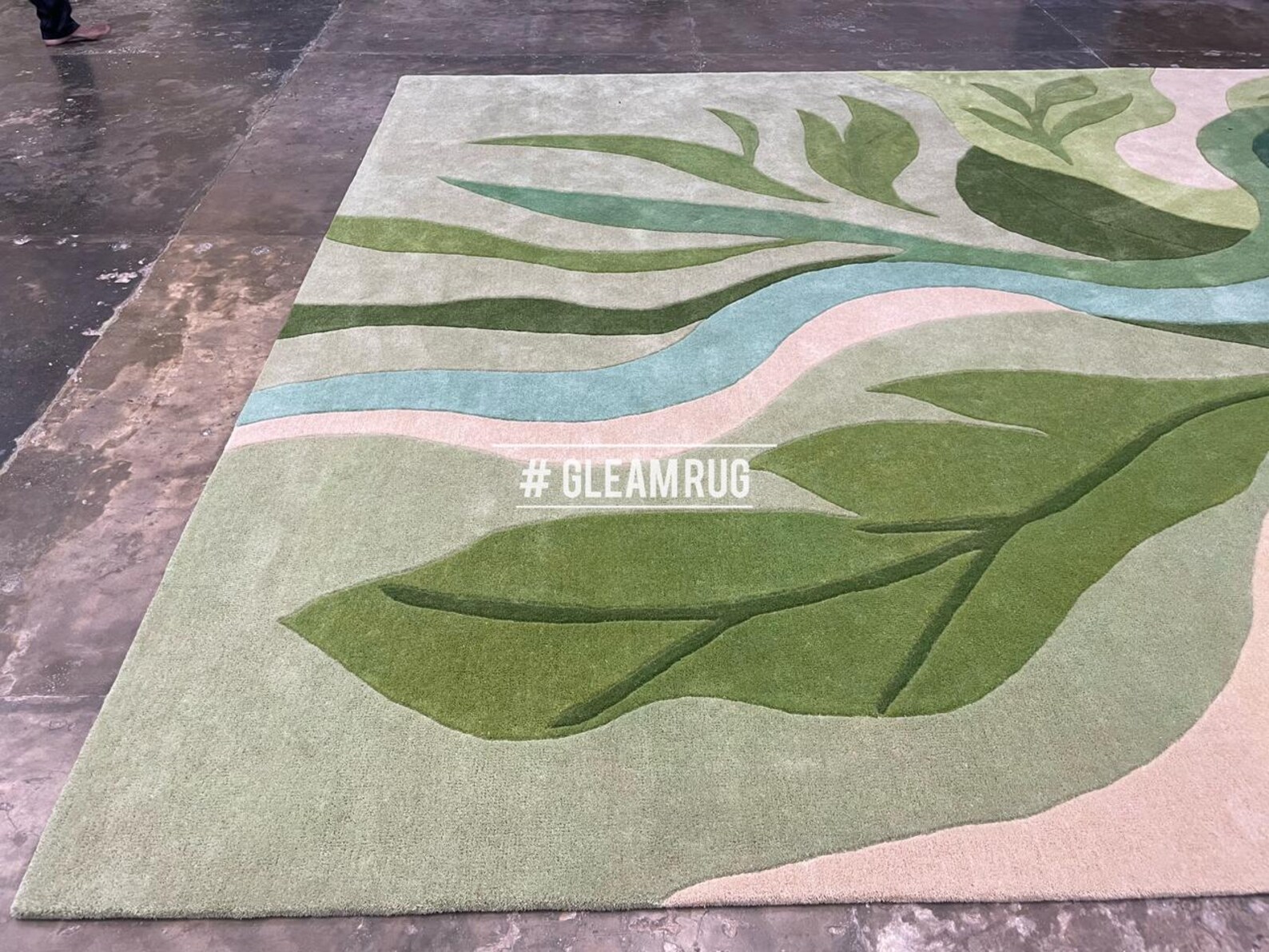 Hand-tufted Nature Rug: Forest Stream Design, Green & Blue 10x14 Area ...