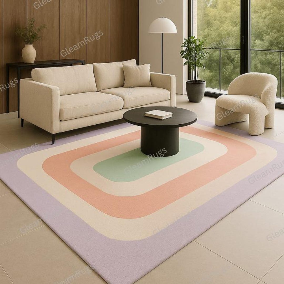 Hand-tufted Wool Arch Rug: Pastel Gradient, Modern Nursery Decor - Etsy