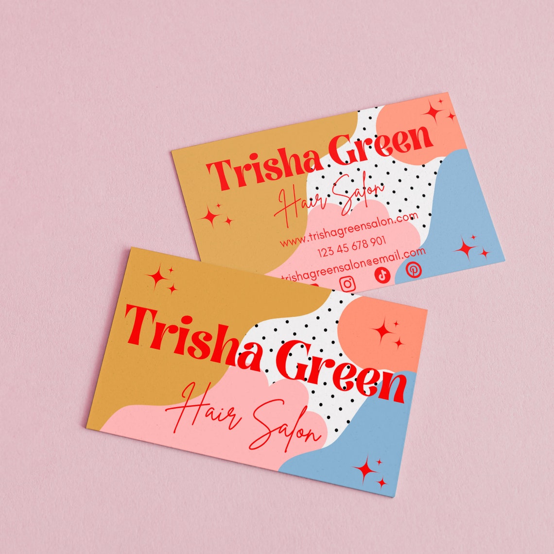 Retro Business Card Template, Groovy Business Card, Editable Canva ...