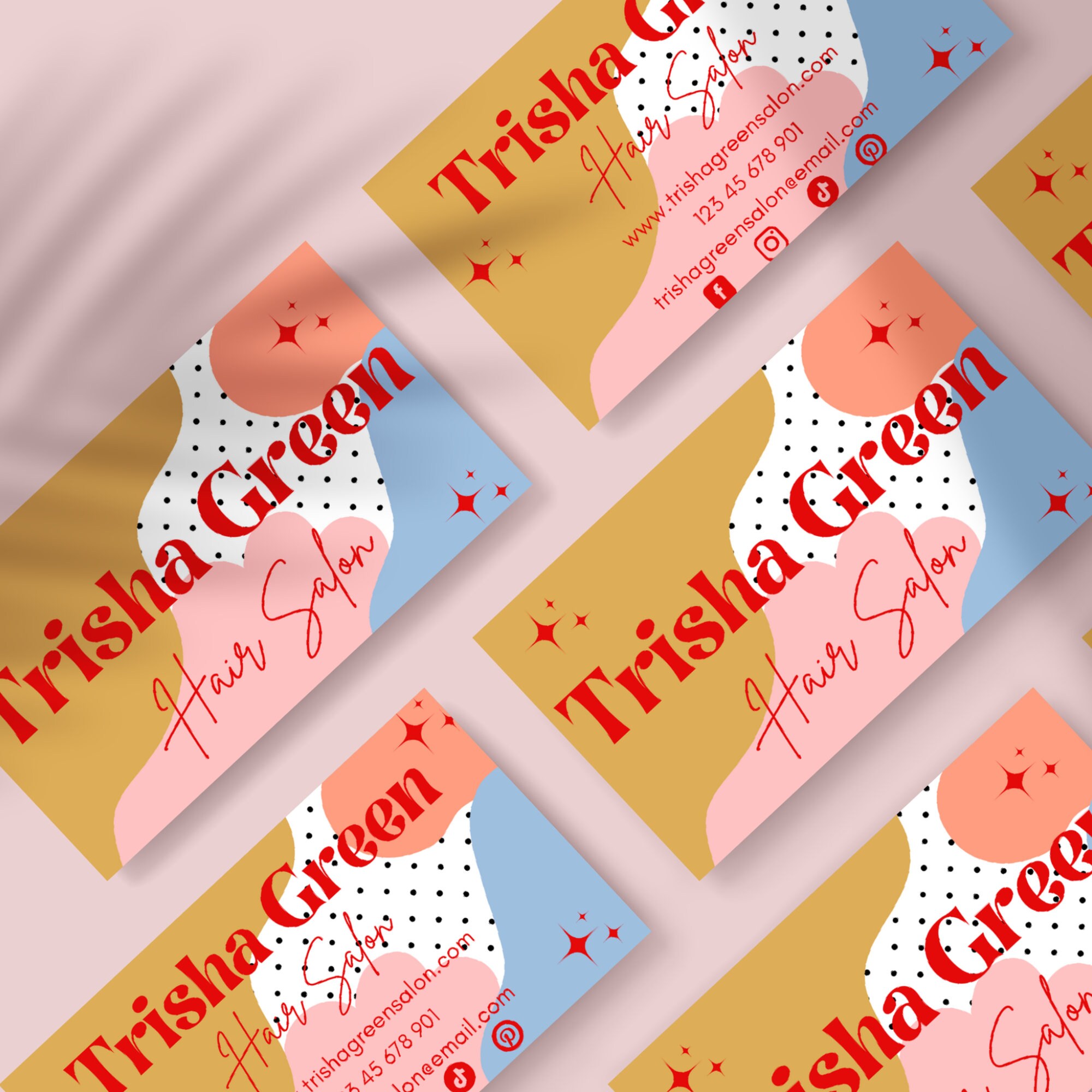 Retro Business Card Template, Groovy Business Card, Editable Canva ...