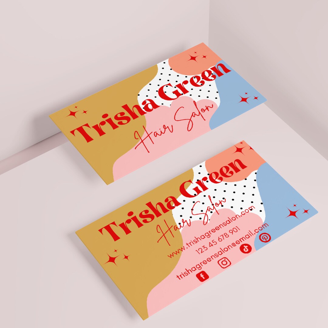 Retro Business Card Template, Groovy Business Card, Editable Canva ...