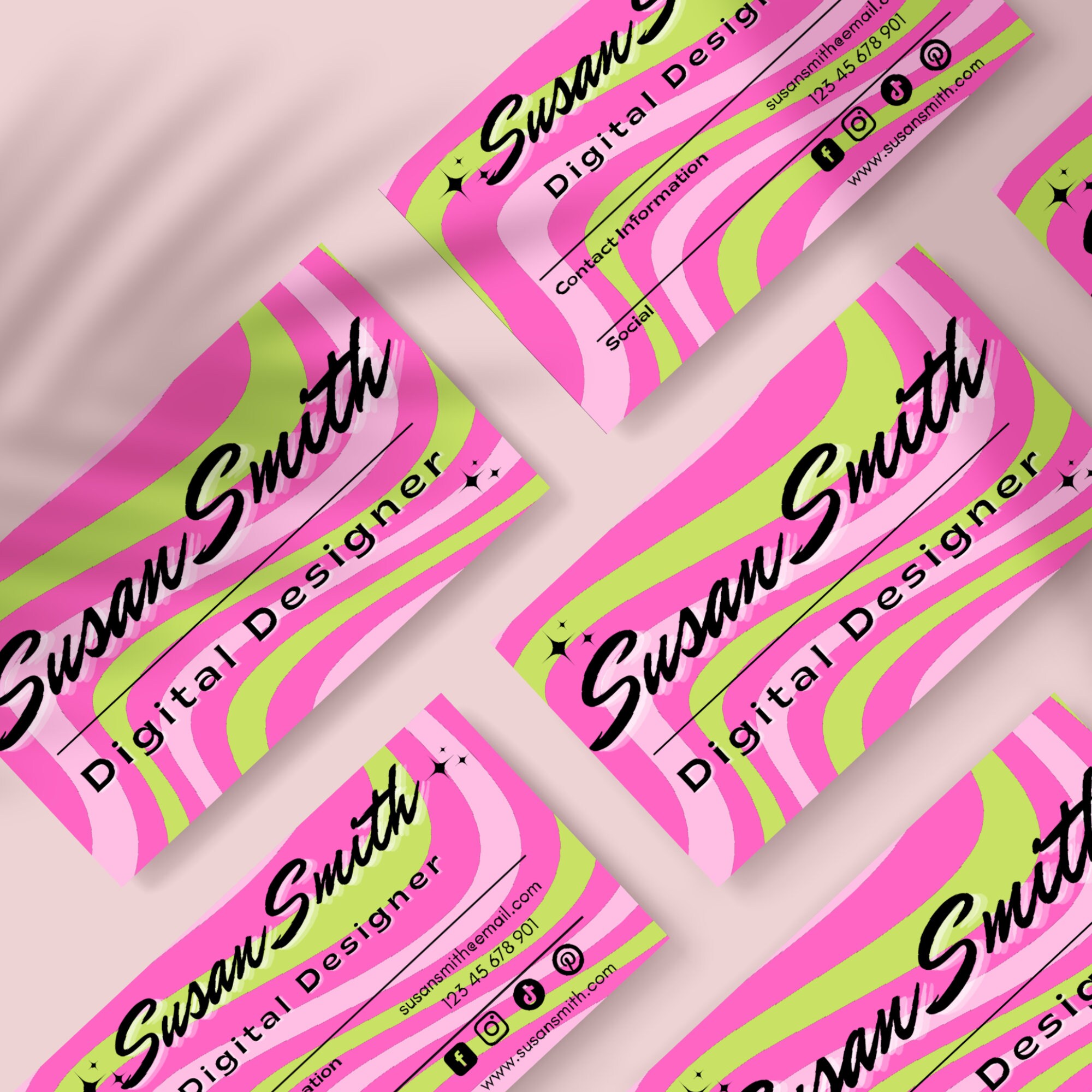 Retro Business Card Template, Groovy Business Card, Editable Canva ...