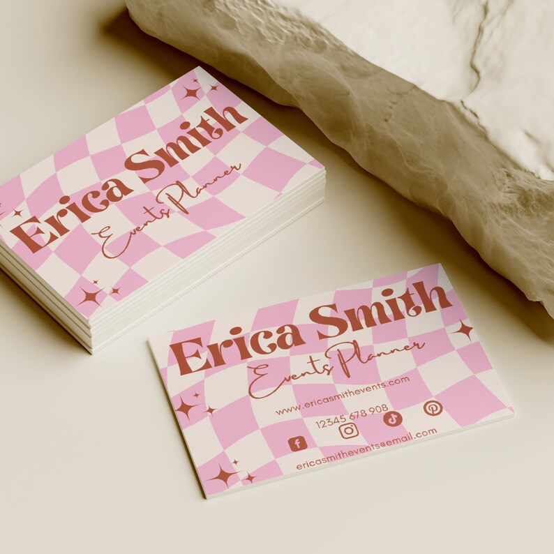 Retro Business Card Template Groovy Business Card Editable - Etsy