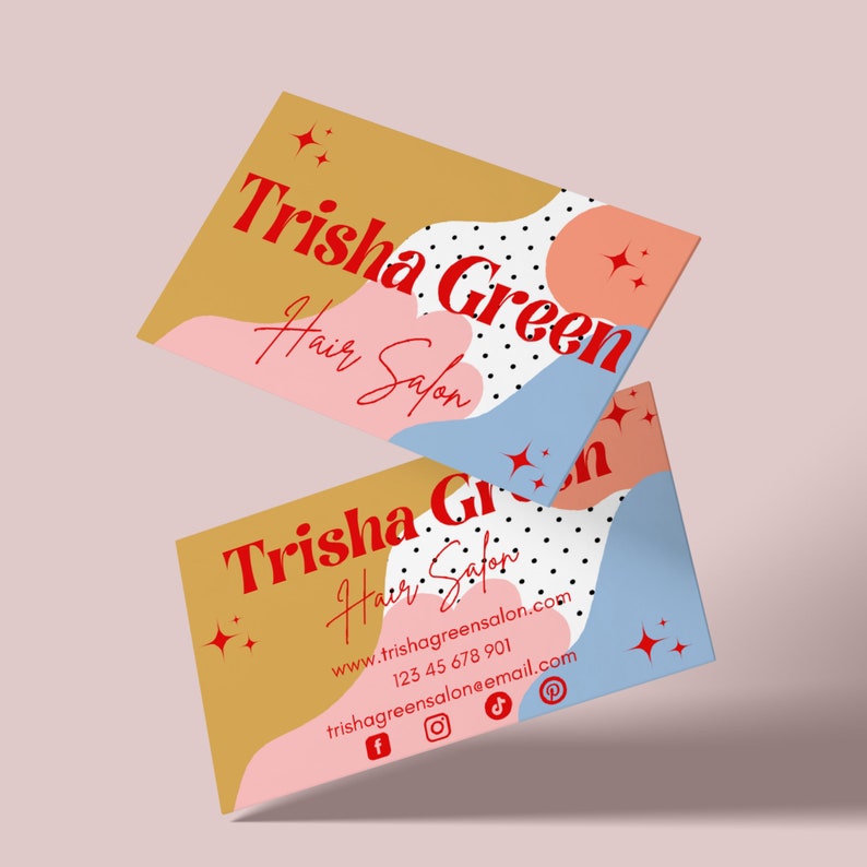 Retro Business Card Template, Groovy Business Card, Editable Canva ...