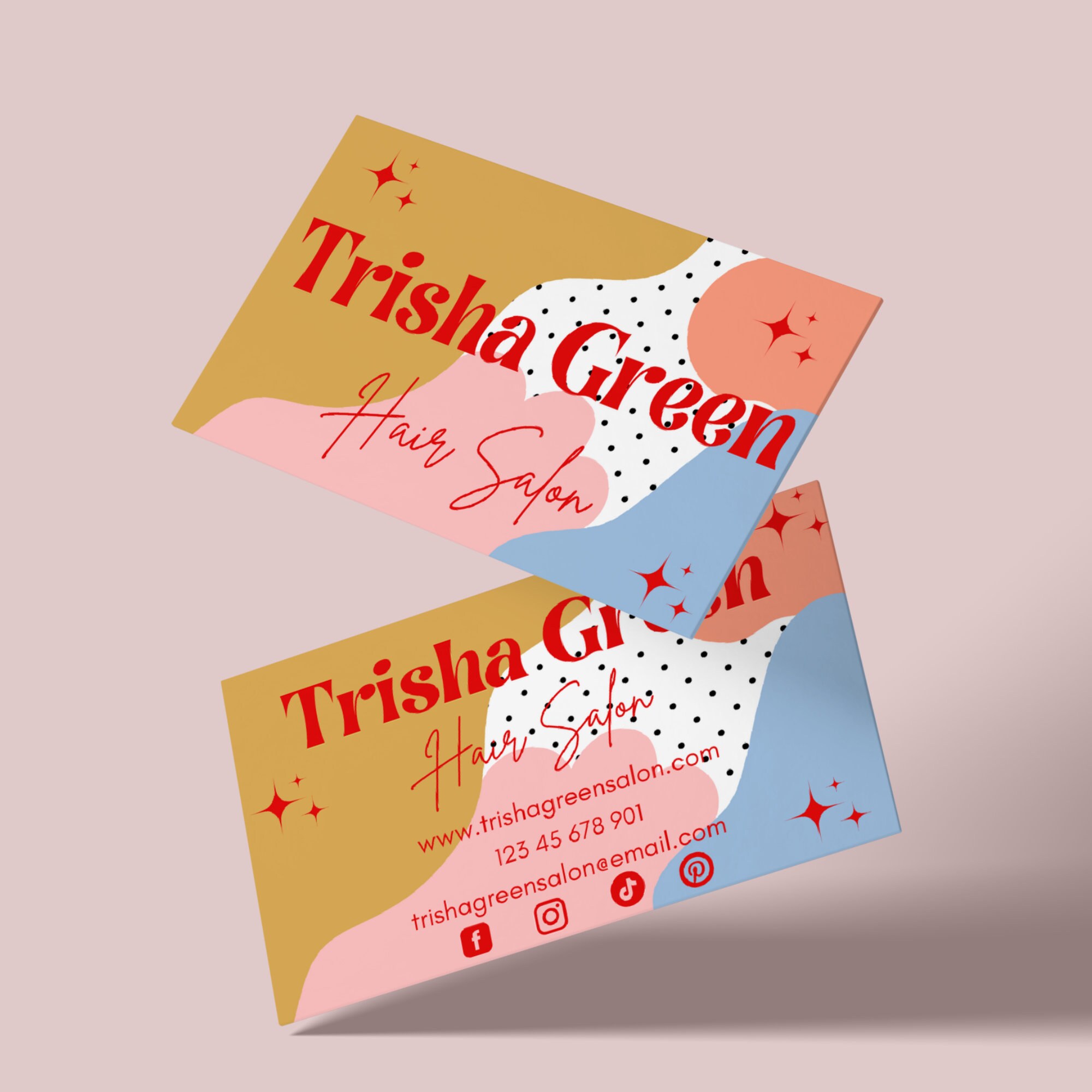 Retro Business Card Template, Groovy Business Card, Editable Canva ...