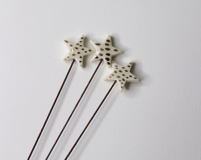 3 Tiny Handmade Porcelain Star Stakes - Etsy