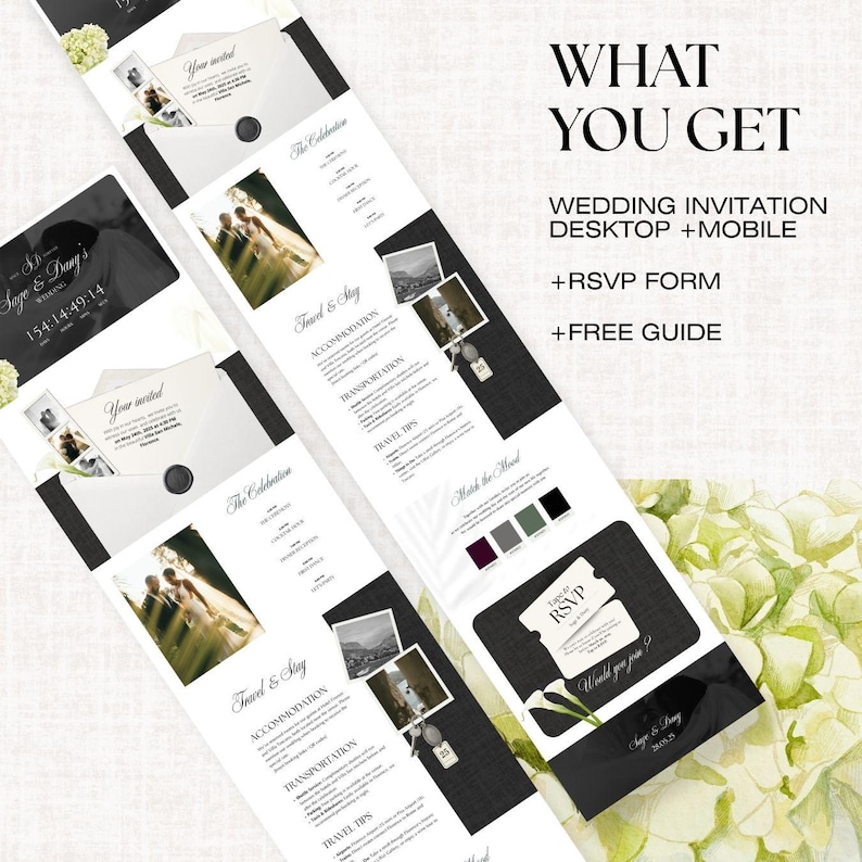 Minimalist Wedding Website Template | Editable Canva Digital Invitation ...