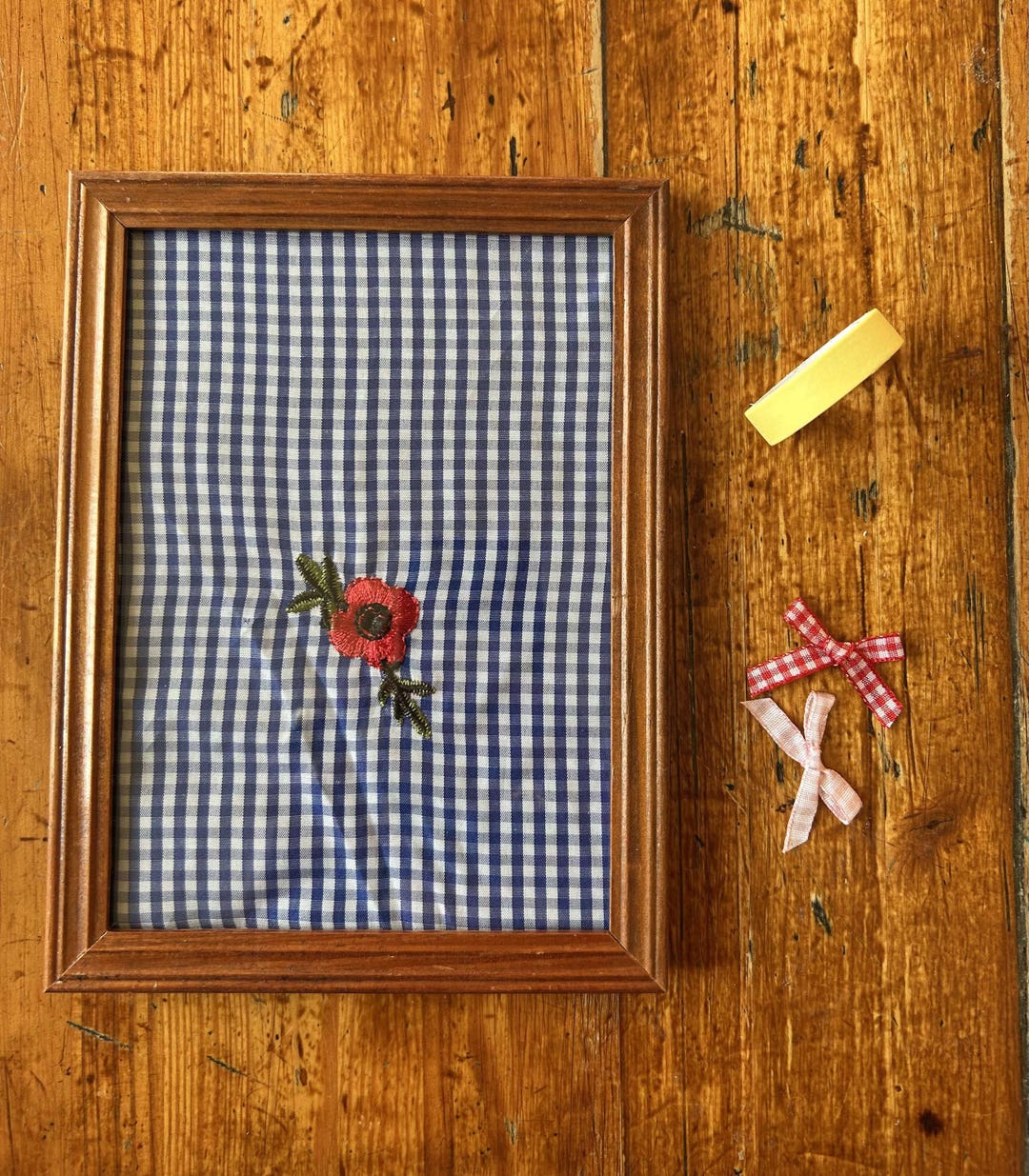 Vintage Custom Frame Kit With Gingham Fabric Background - Ideal for ...