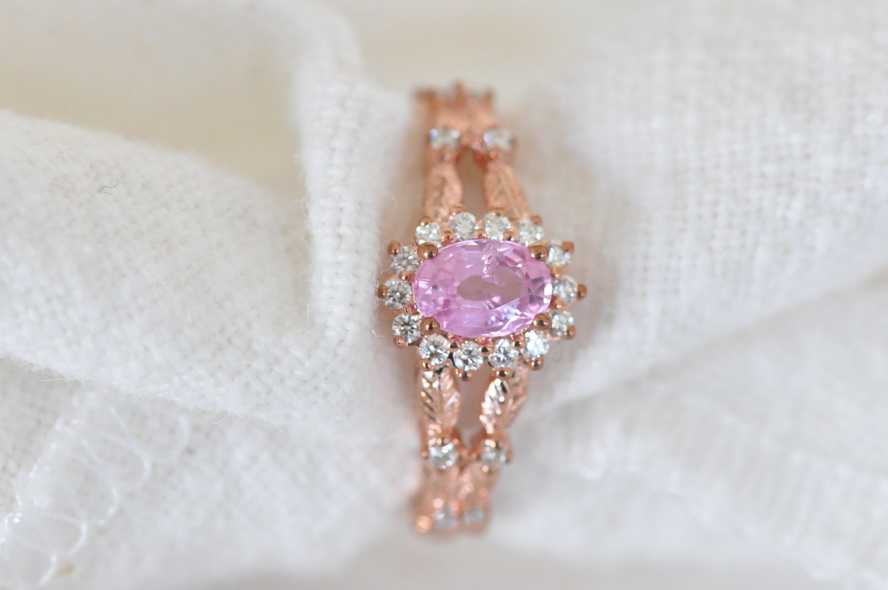 Pink Sapphire Ring, Pink, Rose Gold, 18k Natural Diamond, Unique Ring ...