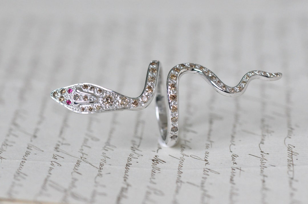 Diamond Ring, Snake Ring, Serpent, Diamonds, Gemstones,18k, White Gold ...