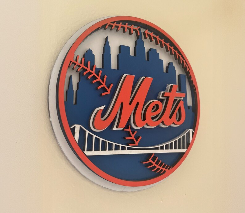 New York Mets Logo Wall Art Wood Desk Art Gift Idea for Baseball Fans ...