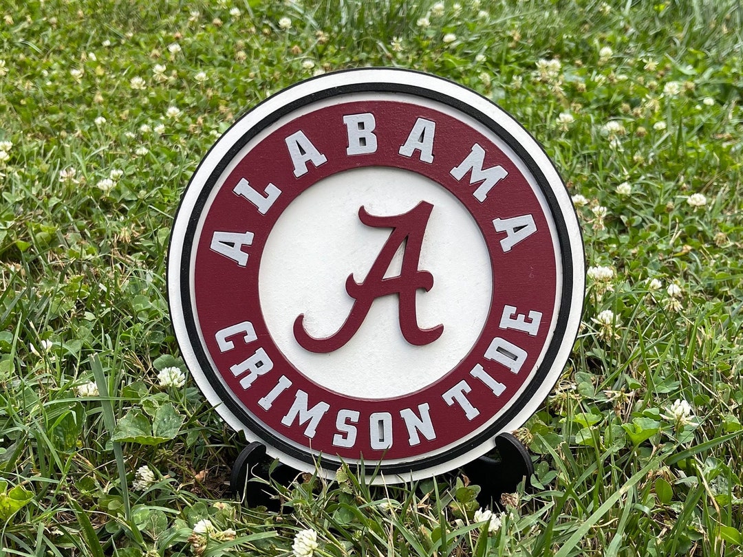 Alabama Crimson Tide Logo Wooden Desk Art Shelf Art Wall Art Sign Gift ...