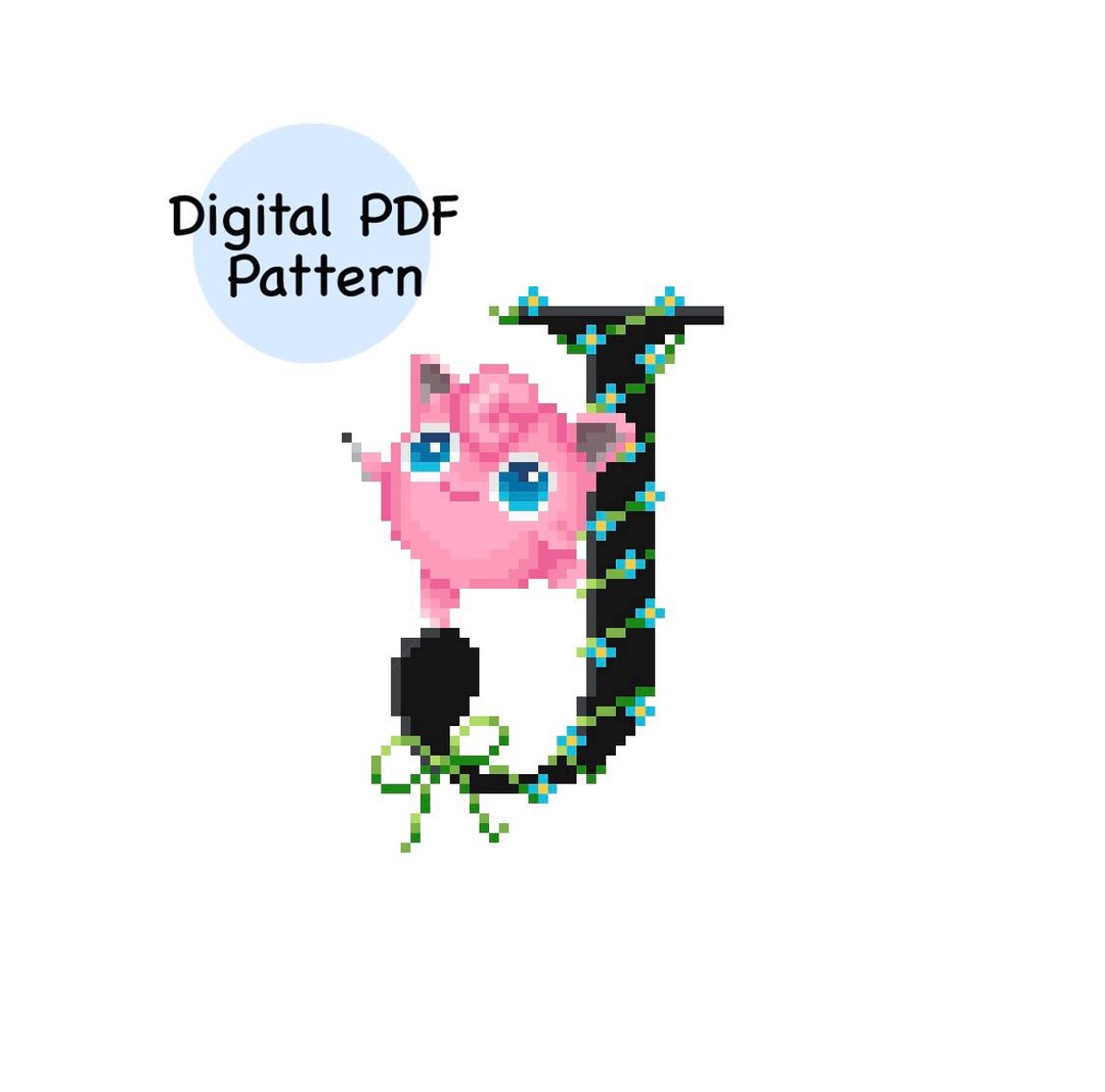 J for Jigglypuff Pokémon Alphabet Cross Stitch Pattern PDF - Etsy