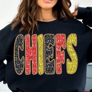 Chiefs Png, Faus Sequins Embroidered Letters Chiefs Different Colors ...