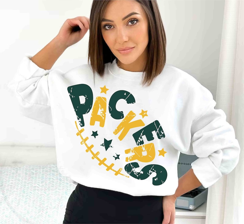 Packers Png, Packers Green Gold Letters Stars Ball Seam Sublimation ...