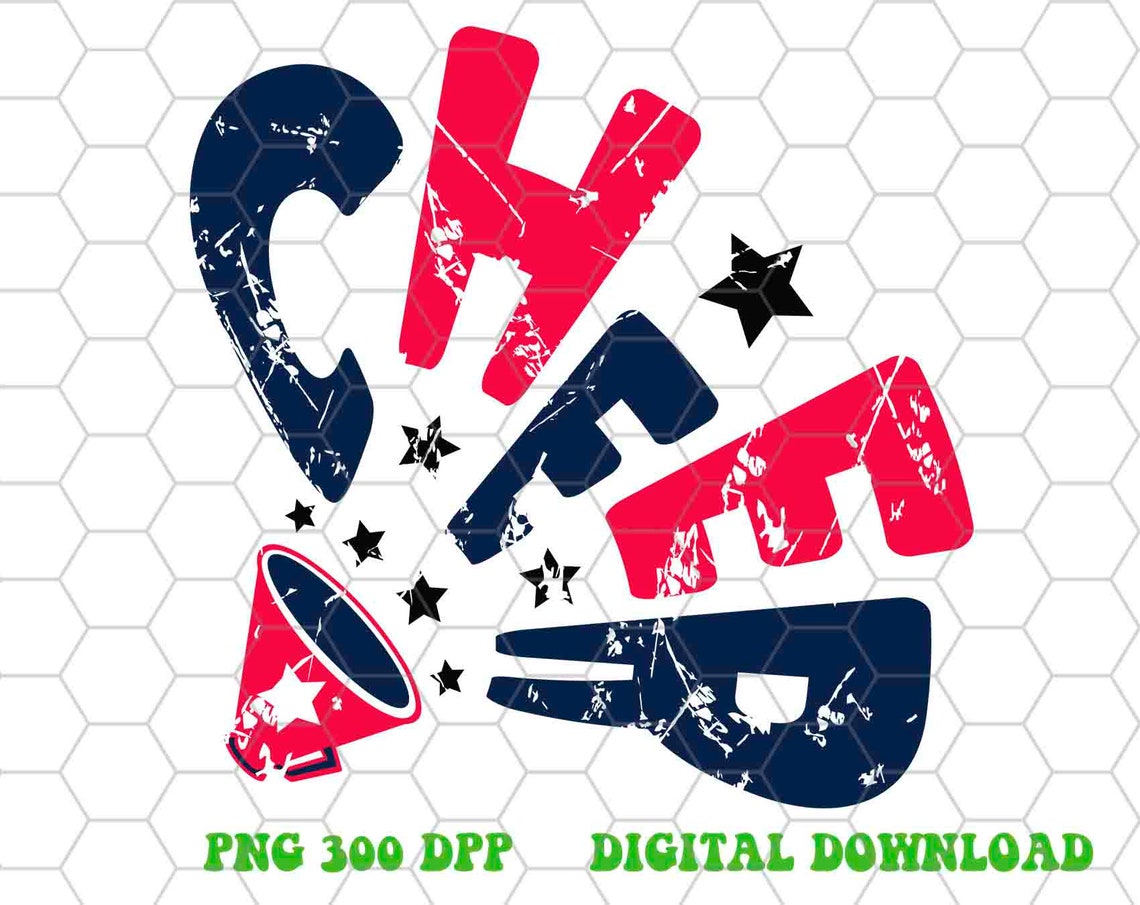 Cheer Png, Cheer Megaphone Navy, Red, Black Vintage Letters Sport ...