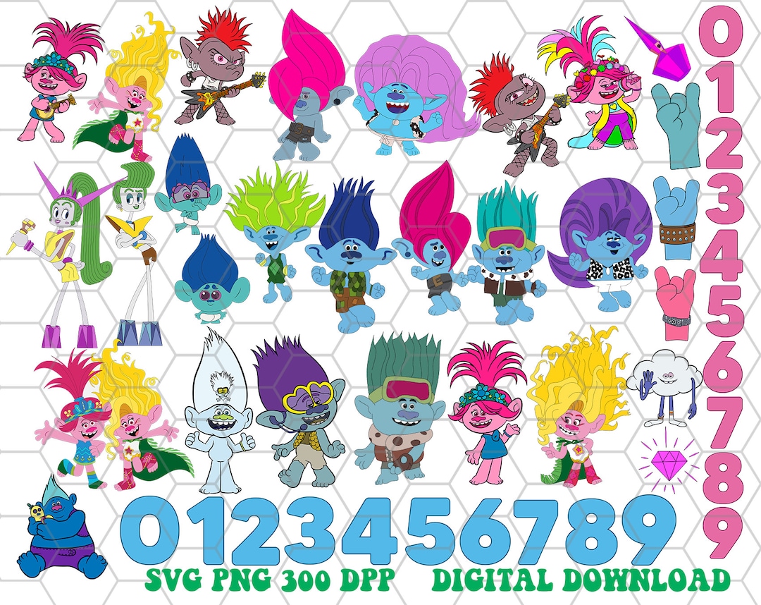 Bundle Designs of Trolls Clipart Svg Png 300 Dpi Quality Design for ...